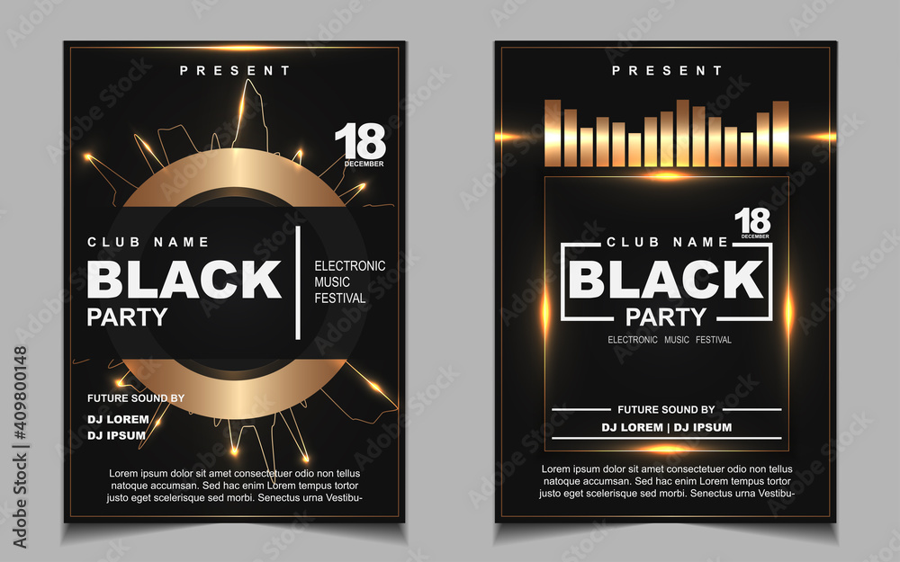 Luxury night dance party music layout cover design template background ...