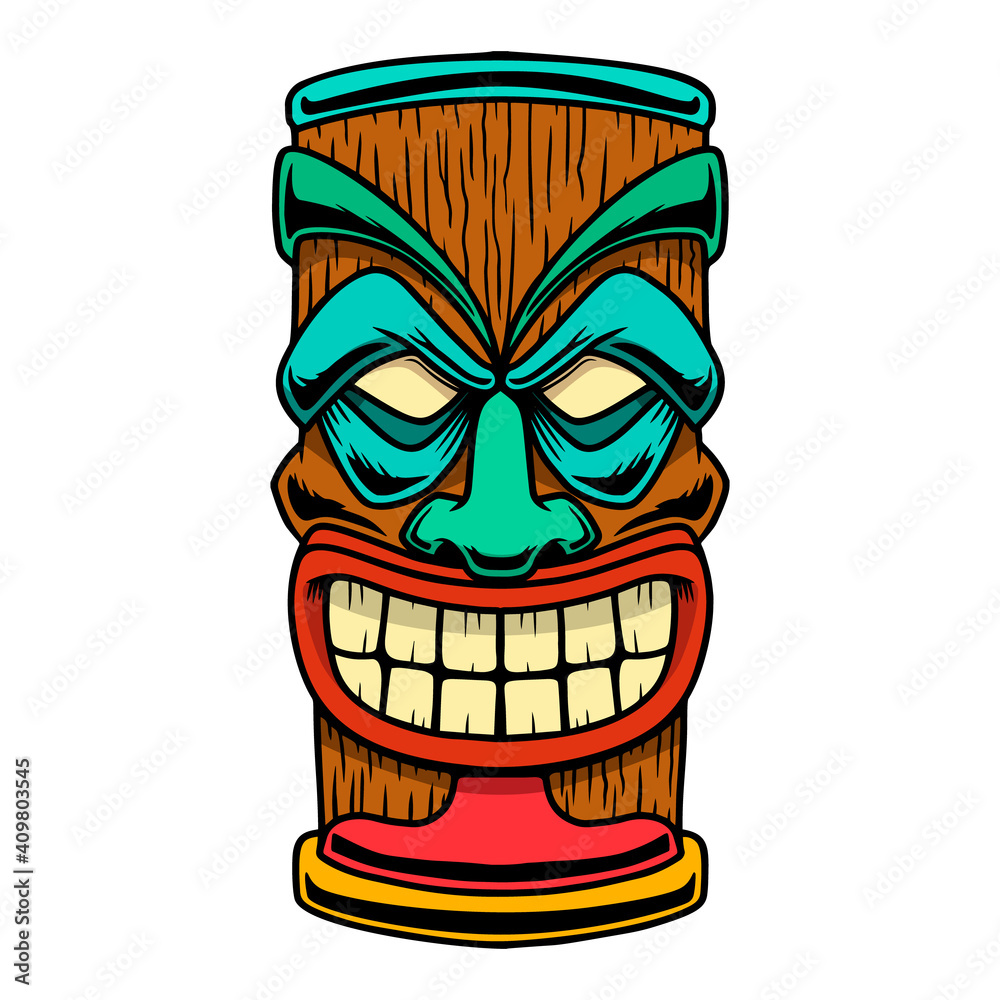 Illustration of tiki idol. Design element for logo, label, sign, poster ...