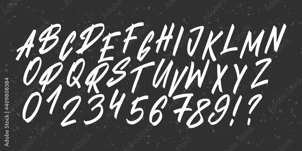 Hand drawn brush typeface. Lettering brush font alphabet. Vector ...