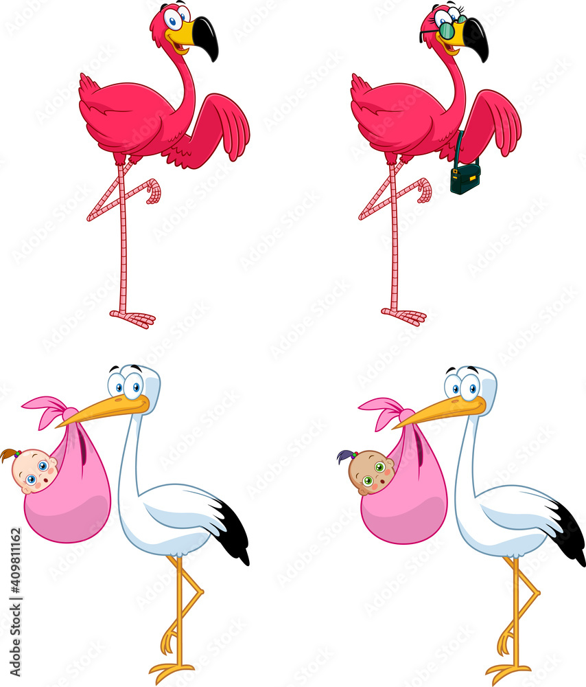 Cartoon Birds Characters. Vector Collection Set Isolated On White ...