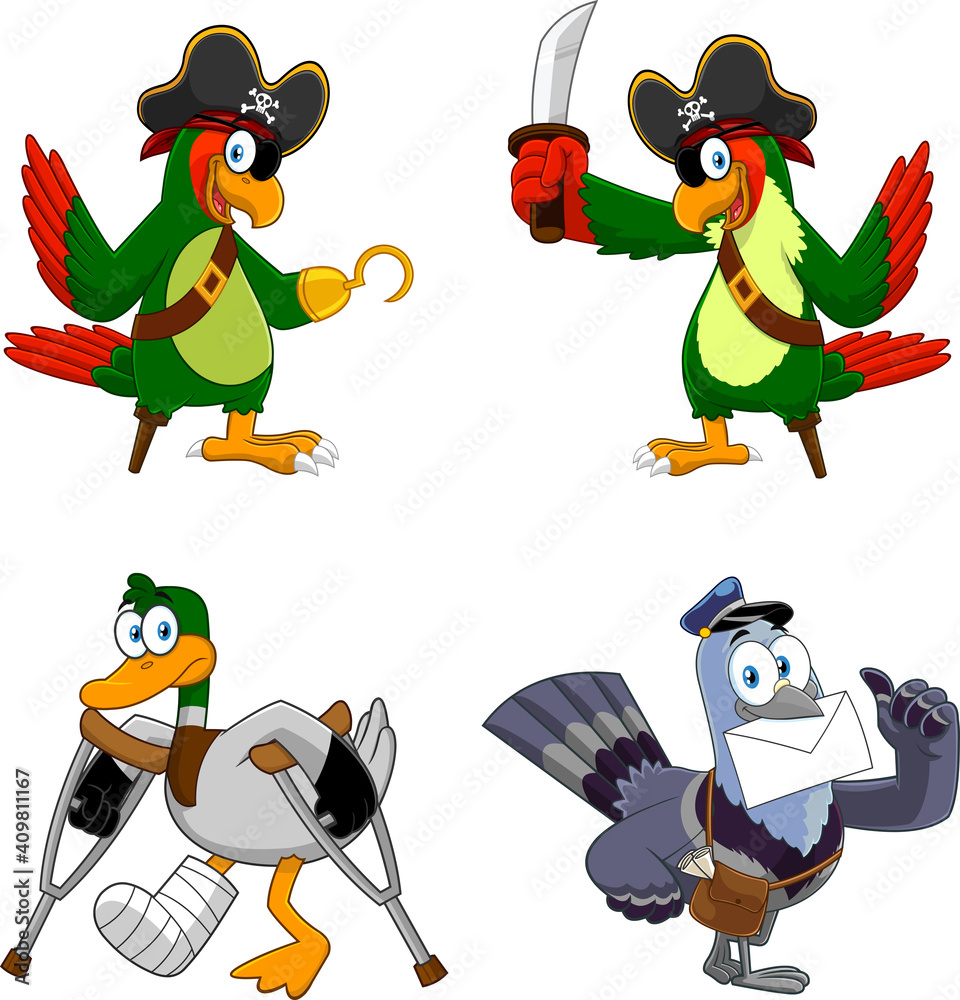 Cartoon Birds Characters. Vector Collection Set Isolated On White ...