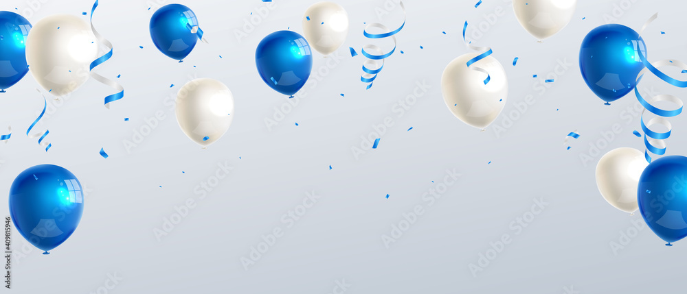 Celebration party banner with Blue color balloons background. Sale ...