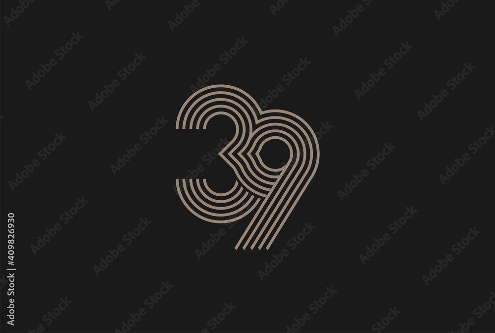 Number 39 Logo, Monogram Number 39 logo multi line style, usable for ...