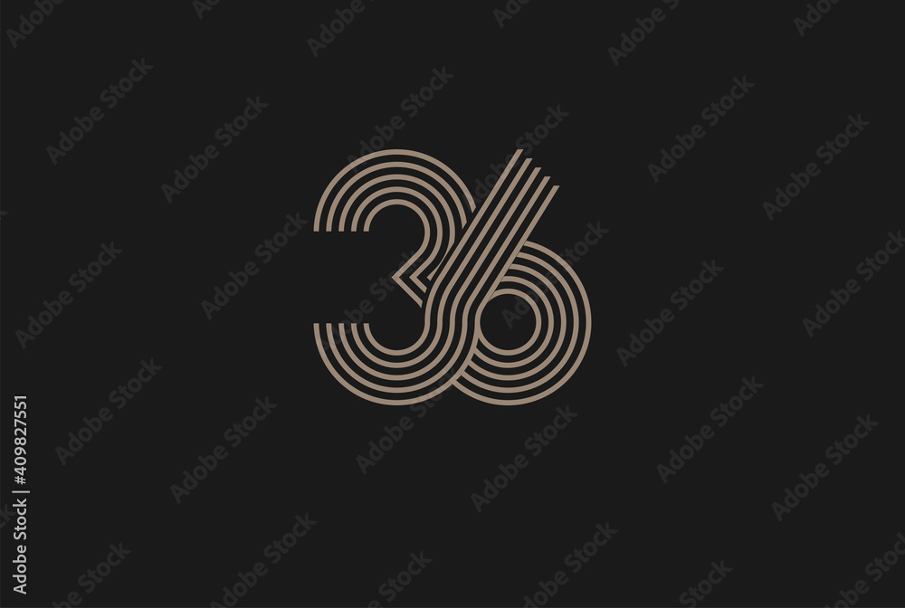 Number 36 Logo, Monogram Number 36 logo multi line style, usable for ...
