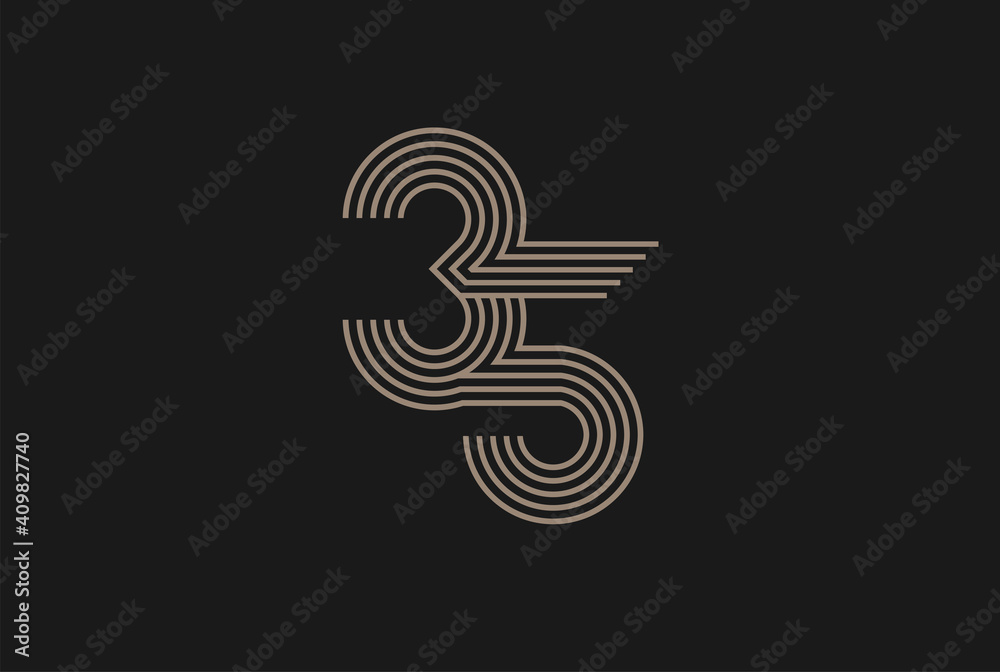 Number 35 Logo, Monogram Number 35 logo multi line style, usable for ...