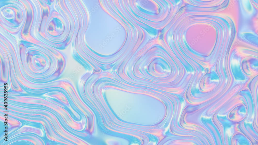Animated 3D waving fabric texture. Liquid holographic background ...
