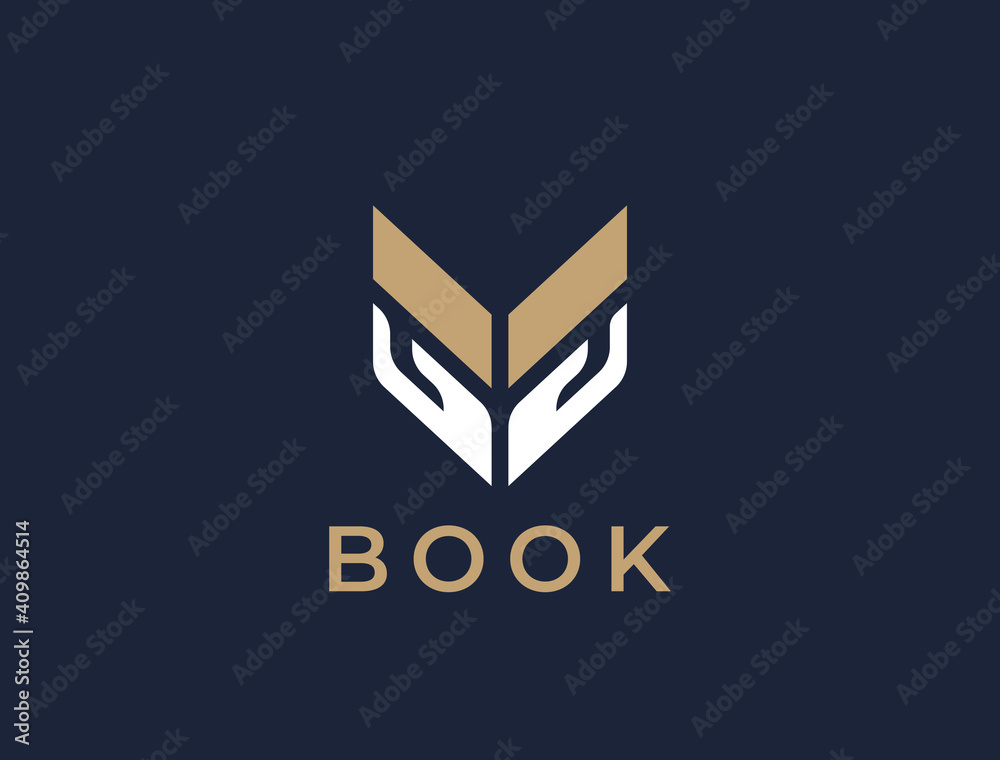Hands with book logo. Education symbol. Abstract reading book logotype ...