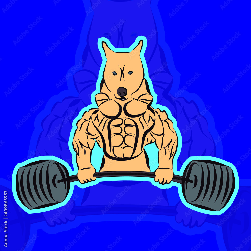 Gym Mascot Logo. Body Builder Dog, Dog with dumble in hand Stock Vector ...