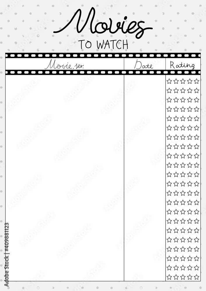 Printable A4 paper sheet with cine-film on polka dot background ...