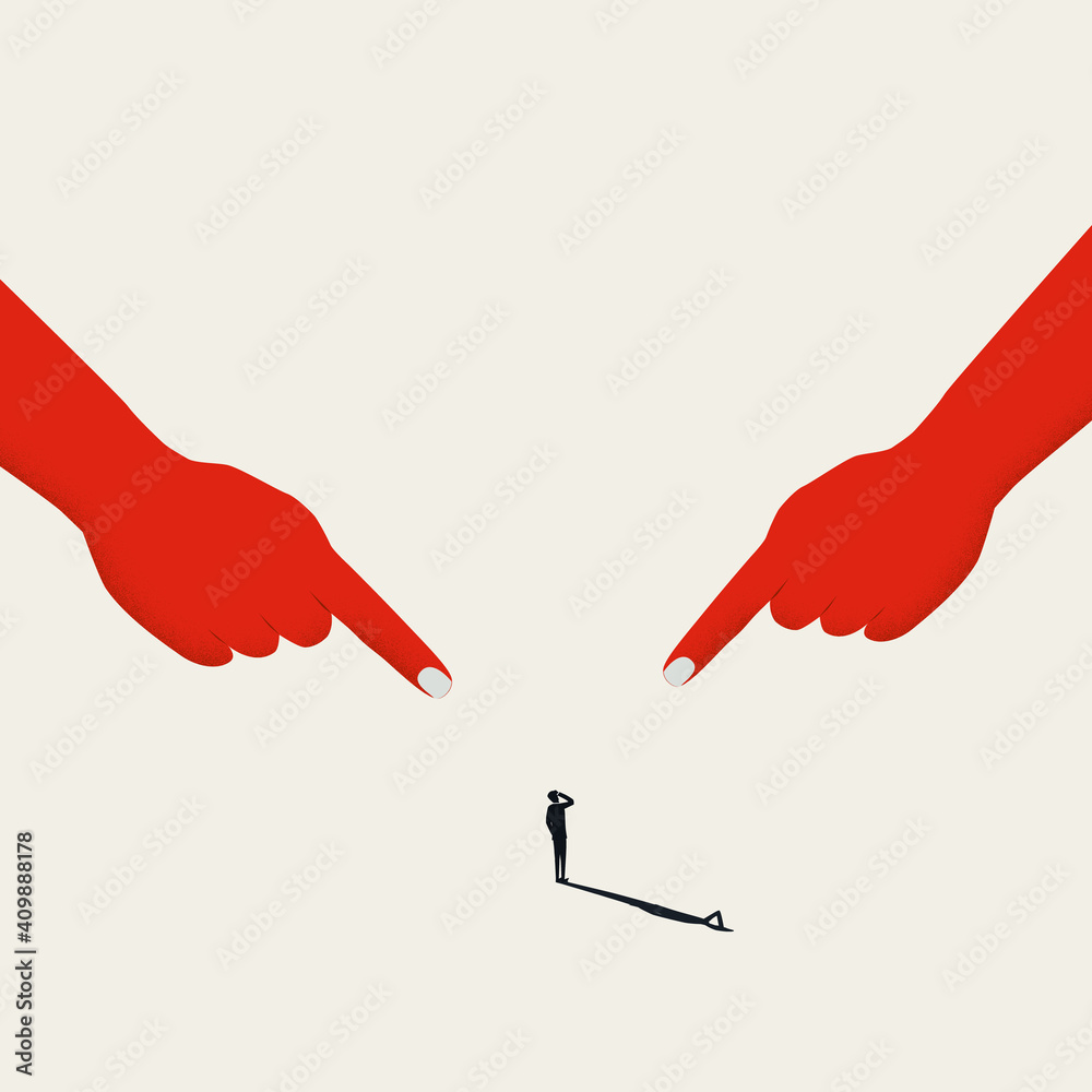 Bullying and blame game vector concept. Fingers pointing at person ...