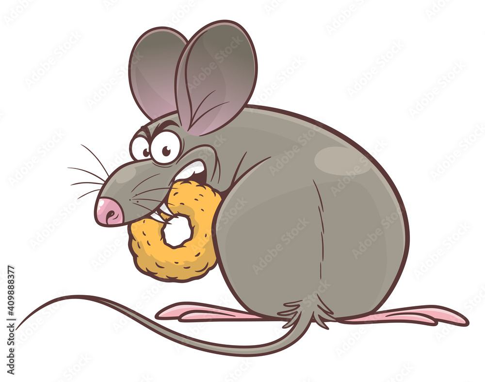 Pest mouse eating snack vector illustration. Cartoon pest mouse series ...