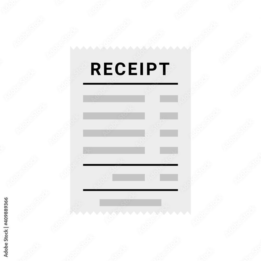 Receipt document icon. Digital vector bill sale fee. Flat vector ...