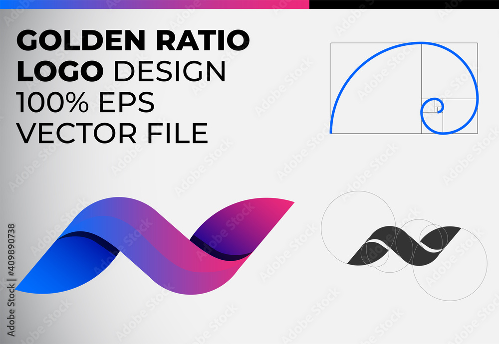 Golden Ratio Logo Design. N Logo. 3D N Logo Stock Vector | Adobe Stock