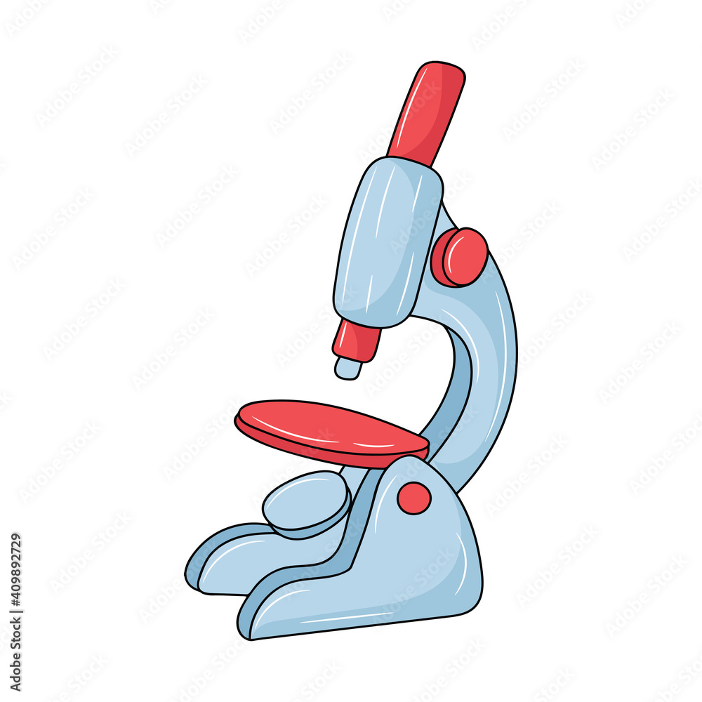 Simple Microscope Sketch vector Illustration, Line art colored isolated ...