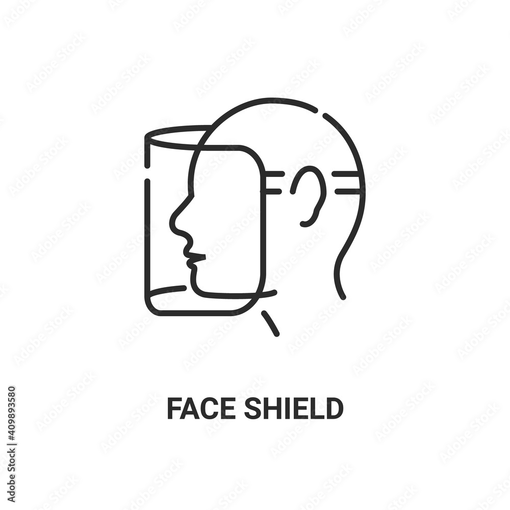 Face shield mask icon. Face glasses eye protection safety vector ...