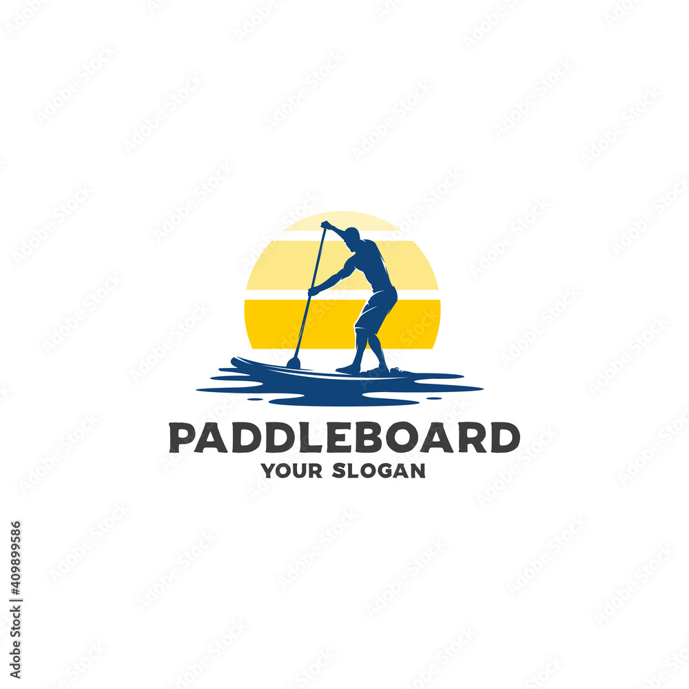ocean paddleboard silhouette logo vector Stock Vector | Adobe Stock