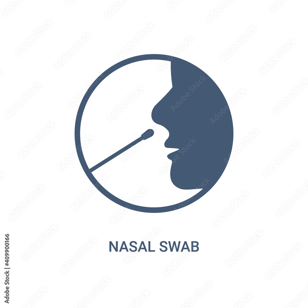 Covid nasal swab icon. Corona virus nasal pcr swab test line icon Stock ...