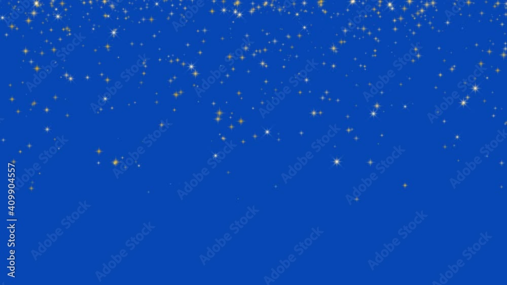 blue screen golden stars motion animation video, starry night ...