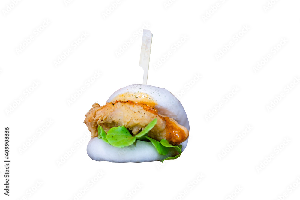 Steamed Hirata Buns (Boa Buns) Japanese hamberger isolated on white ...