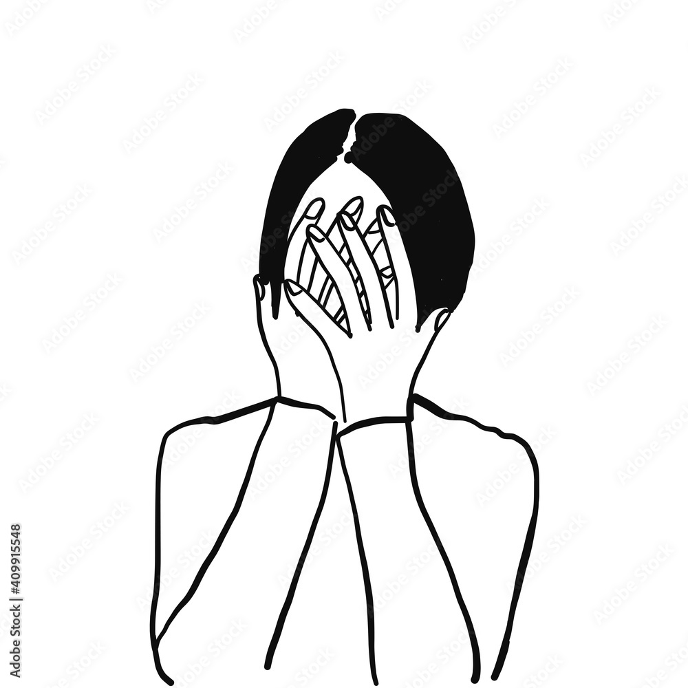 Vector illustration character of business woman cover her face with ...