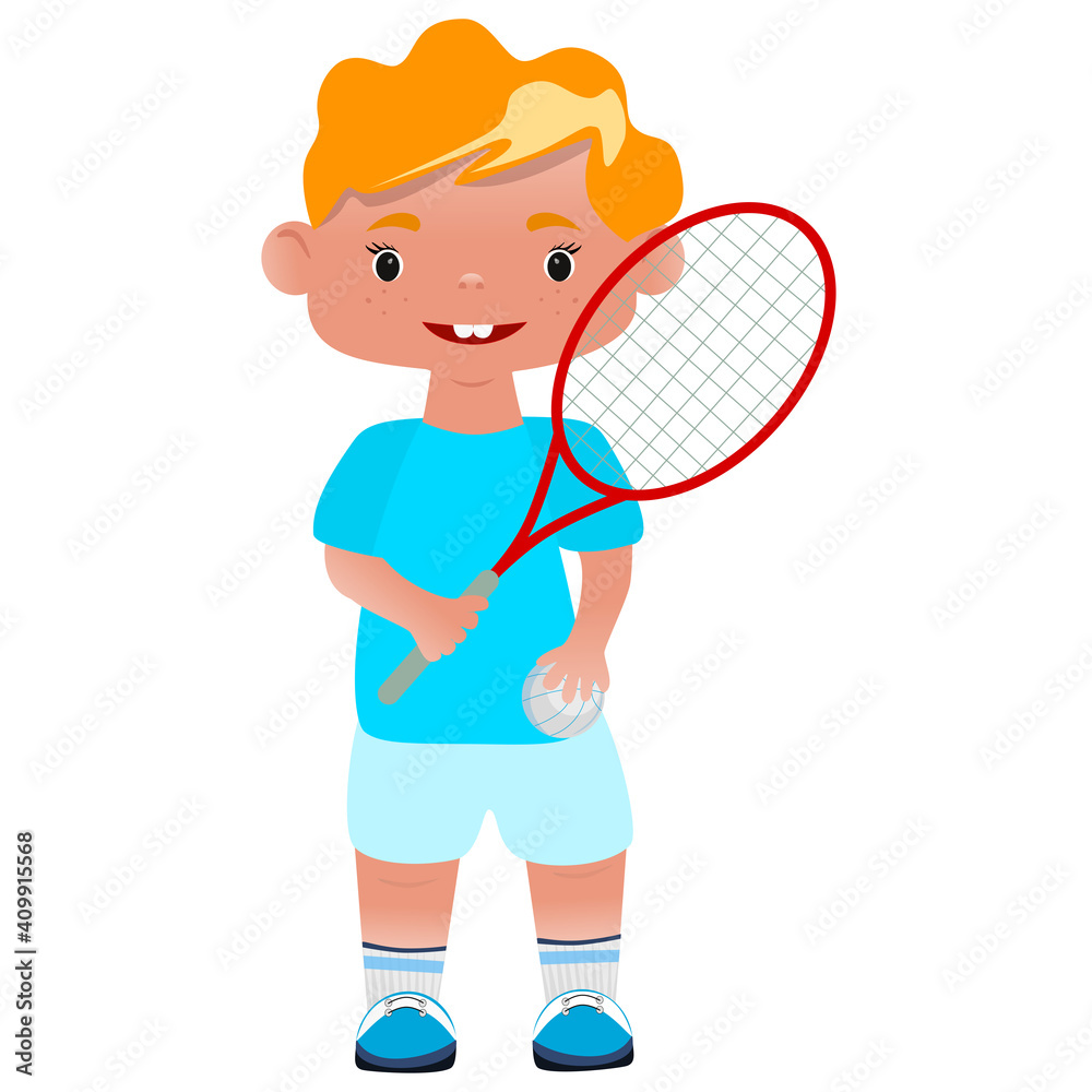 The sport is tennis. A boy with a racket plays tennis. Hobby. Sports ...