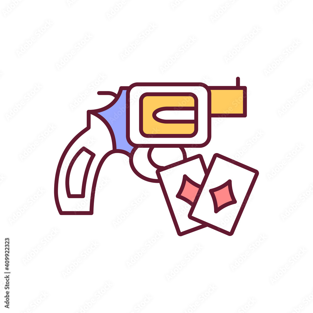 Antique revolver RGB color icon. Collectible pistol. Old fashioned colt ...