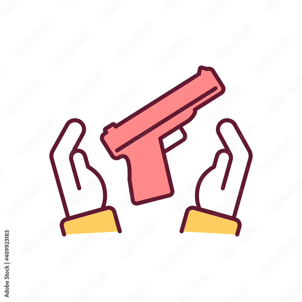 Firearms control RGB color icon. Gun regulation. Shooting prevention ...