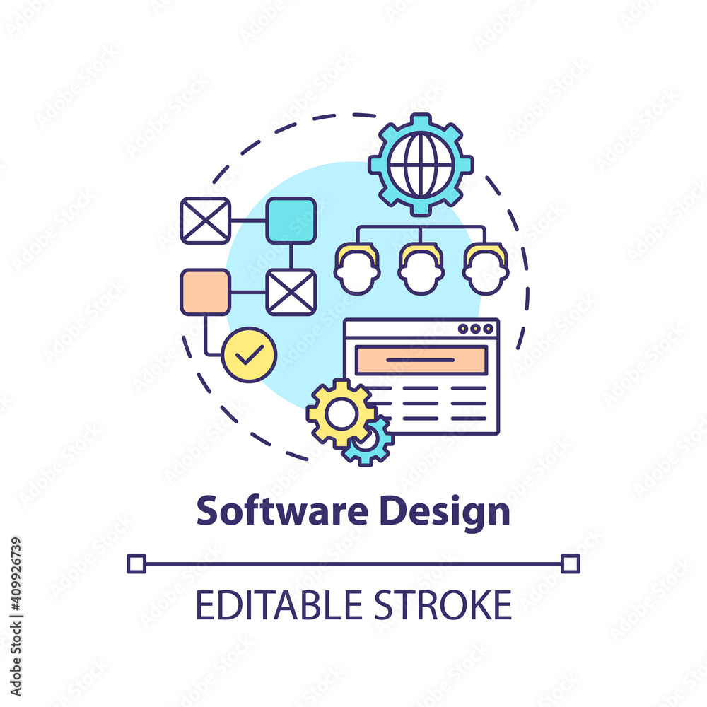 Software design concept icon. Co-design application field idea thin ...