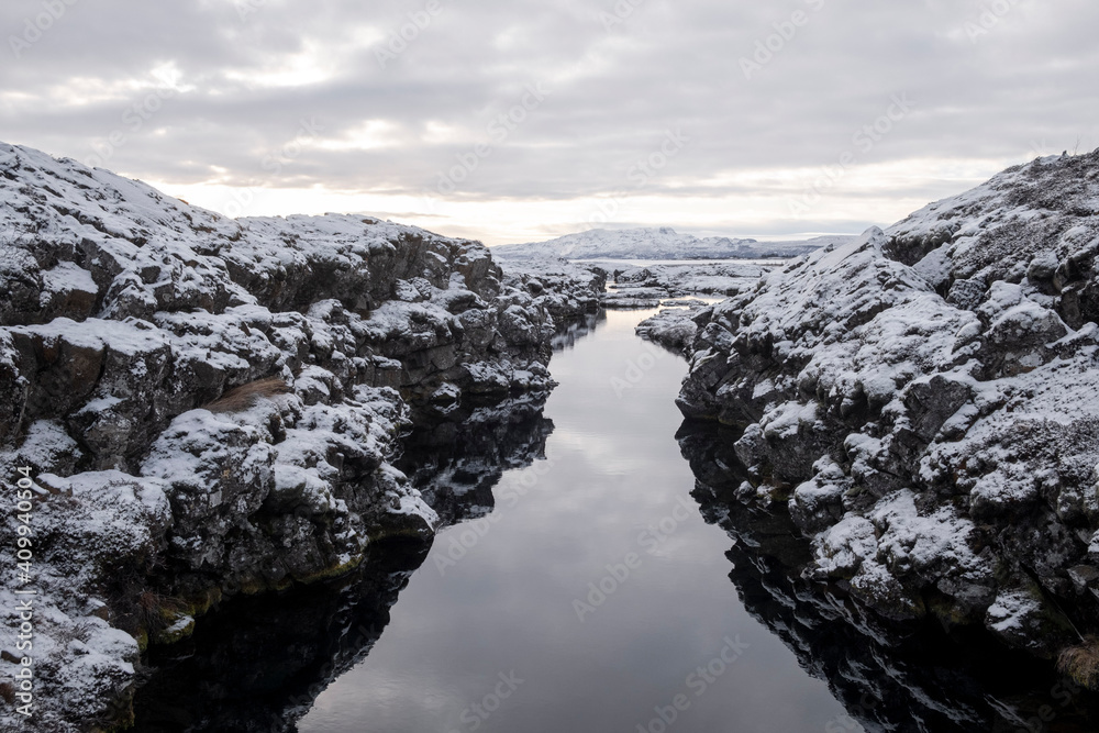 Silfra Fissure in Þingvellir National Park between the North American ...