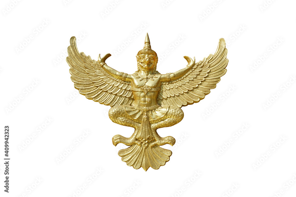 The gold Garuda isolated on white background. Garuda is the king of ...