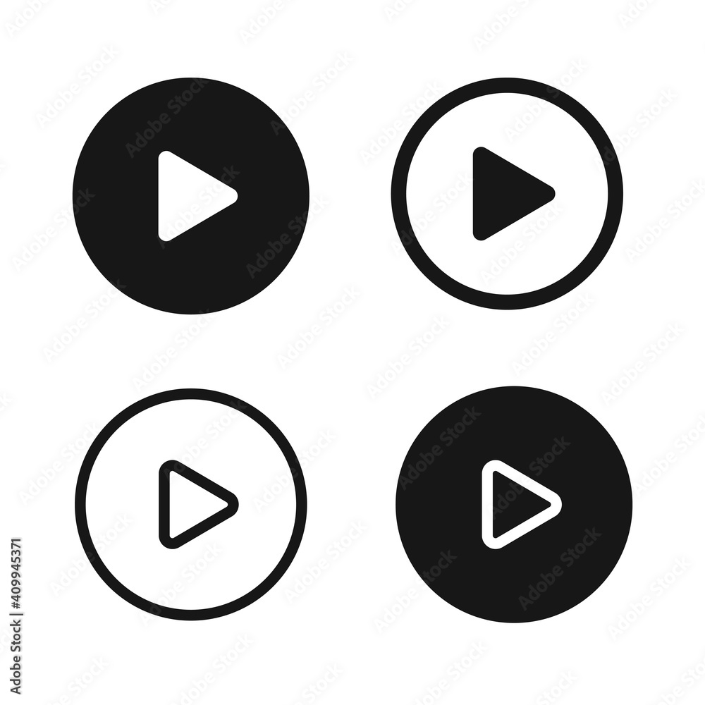 Play Button Icon Circle vector set | Video Audio Player Symbols ...