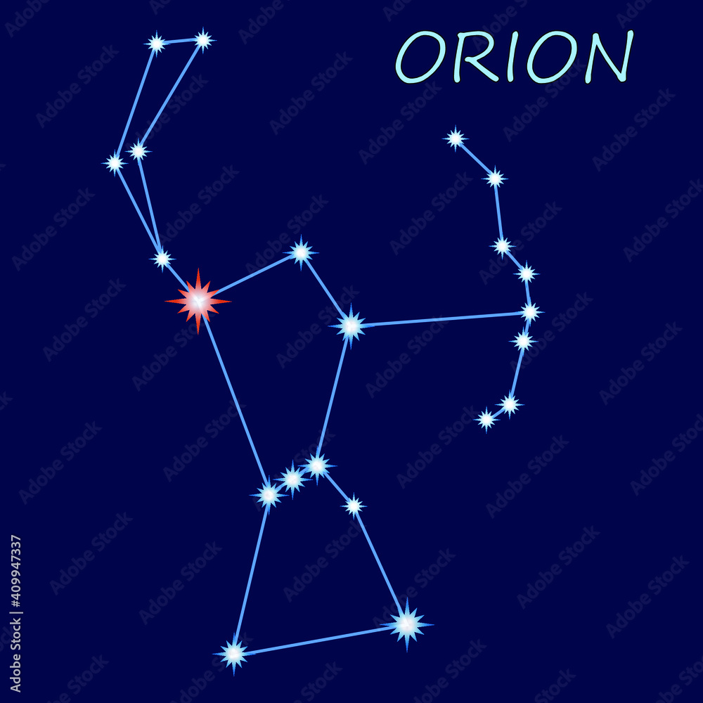 Icon of the Orion constellation. The layout of the stars in the ...
