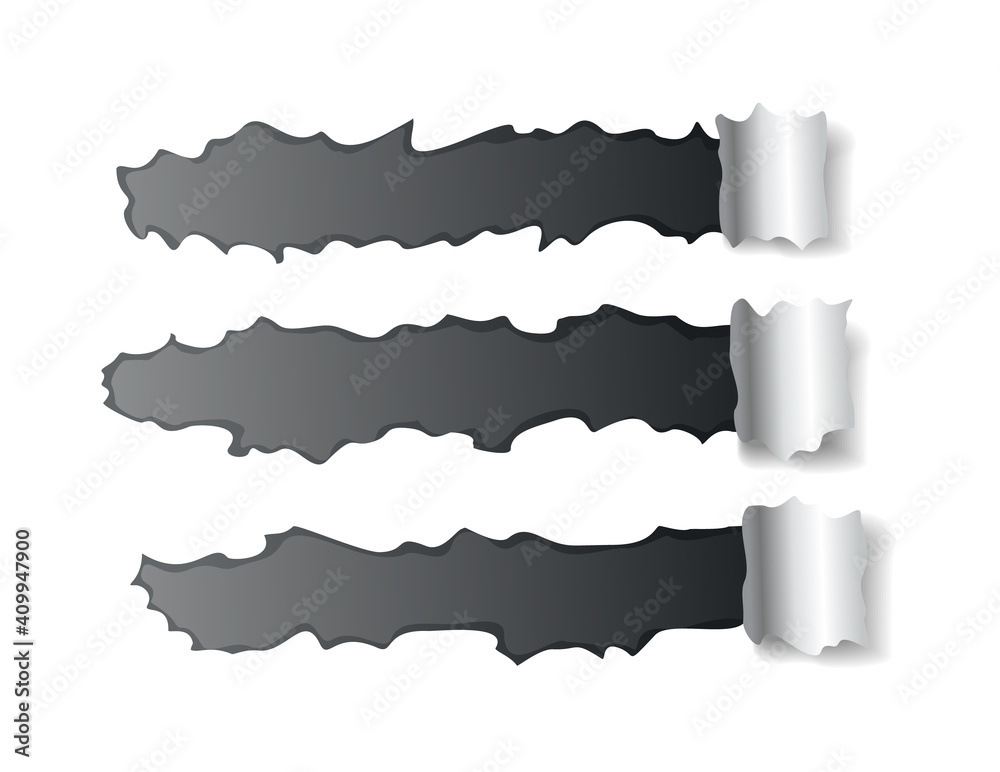 Paper hole. Realistic torn paper with ripped edges. Twisted piece of ...