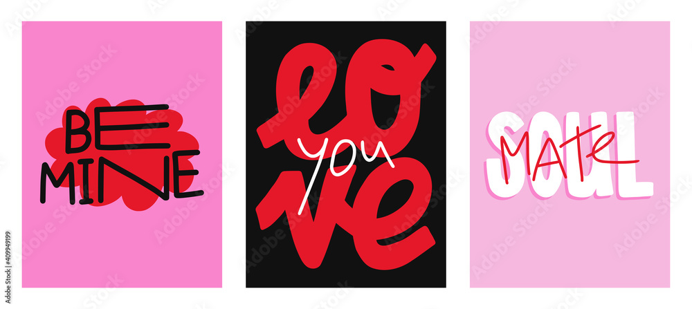 Cute minimalistic posters for Valentine's Day. Valentine's Day cards ...