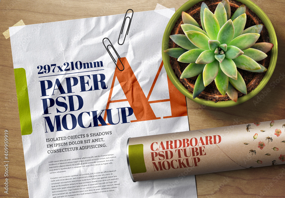 Flyer Poster Mockup Crumpled Adhesive Duct Strip Scene Stock Template ...
