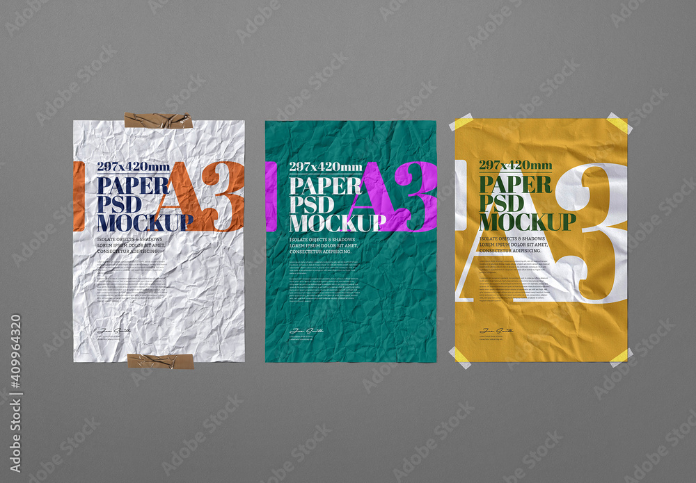 Flyer Poster Mockup Crumpled Adhesive Duct Strip Scene Set Stock ...