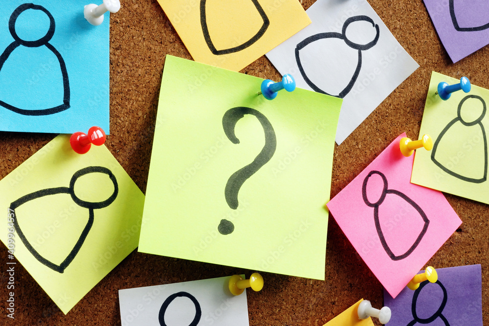 Question mark and people figures. Recruitment process for human ...