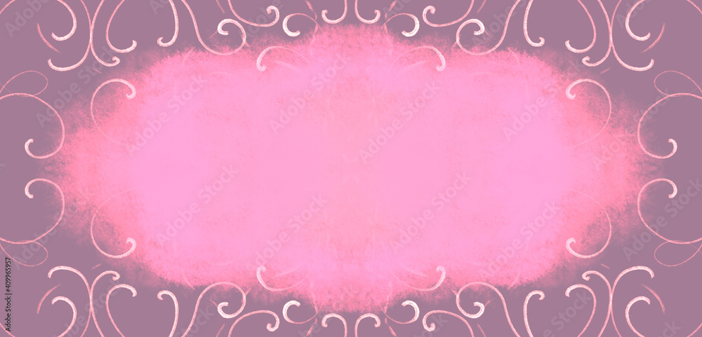 pink magenta ornate curves frame in vintage retro ostyle. The basis for ...