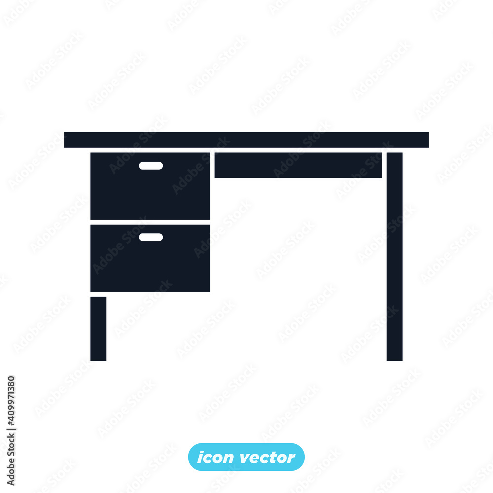 desk office icon. desk for workspace and workplace symbol vector ...