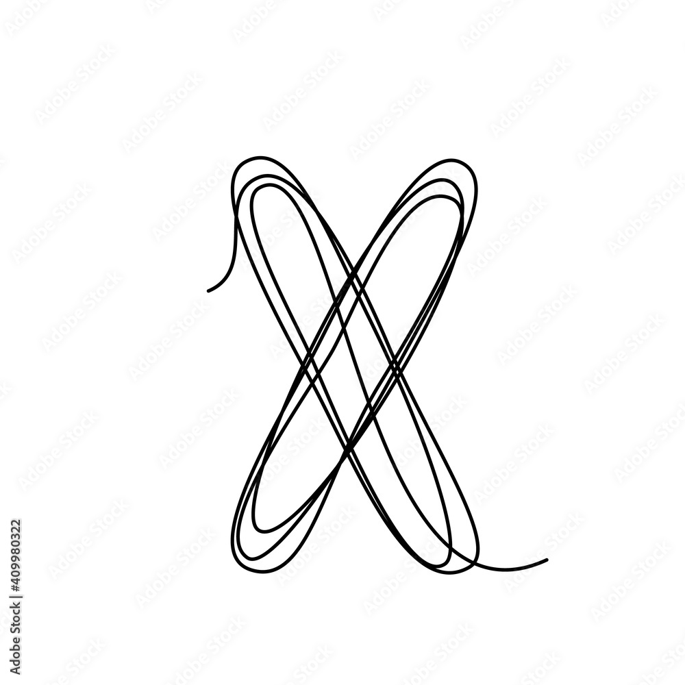 X - continuous thin line letter. vector illustration alphabet symbol ...