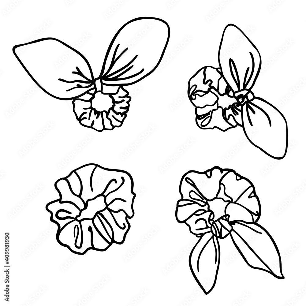 Set of different vector scrunchies without background, drawn with blob ...