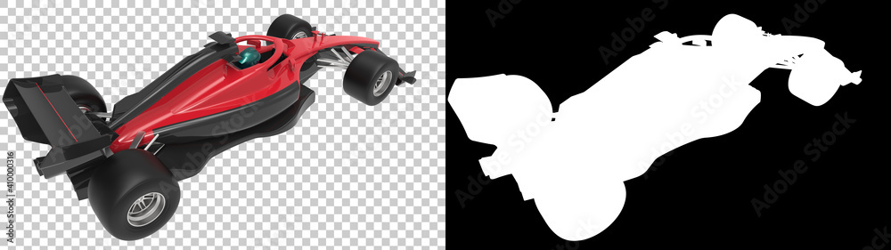 Racing car with side view position, isolated on background with mask ...
