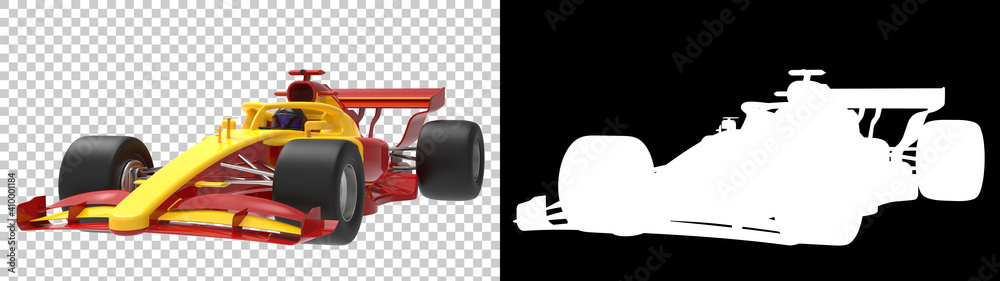 Racing car with side view position, isolated on background with mask ...