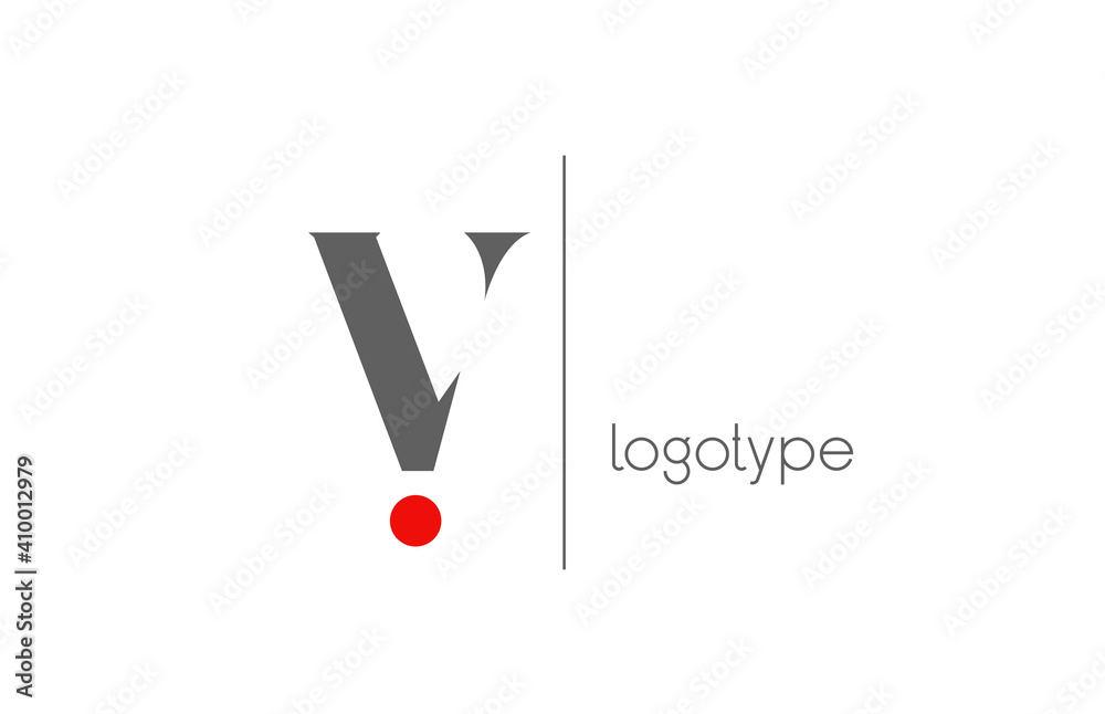 V red grey white unique alphabet letter logo for business. Creative ...