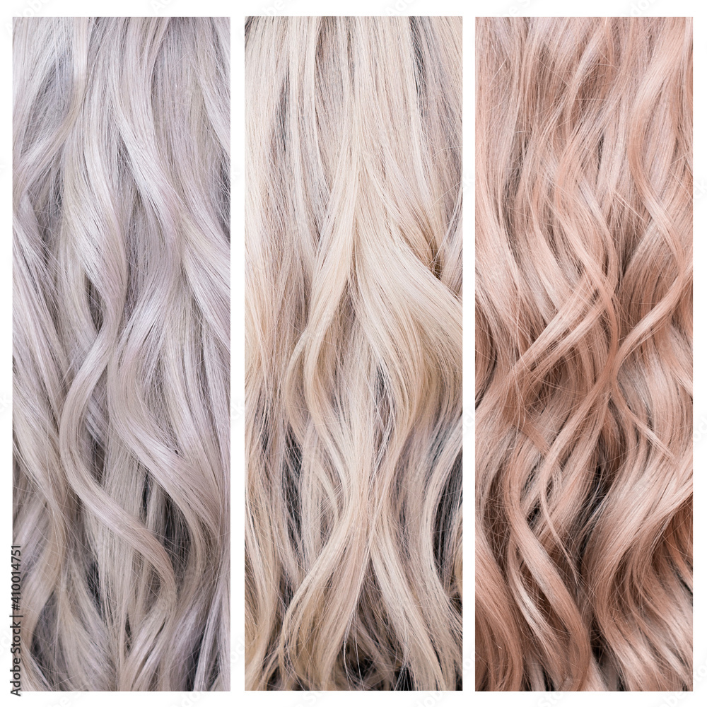 Blonde hair chart, colours set, samples of cool, neutral and warm tones ...