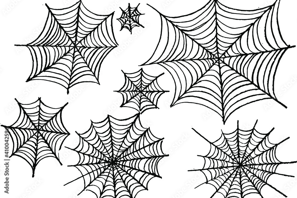 Hand-drawn with a simple pencil on a gray cardboard web of different ...
