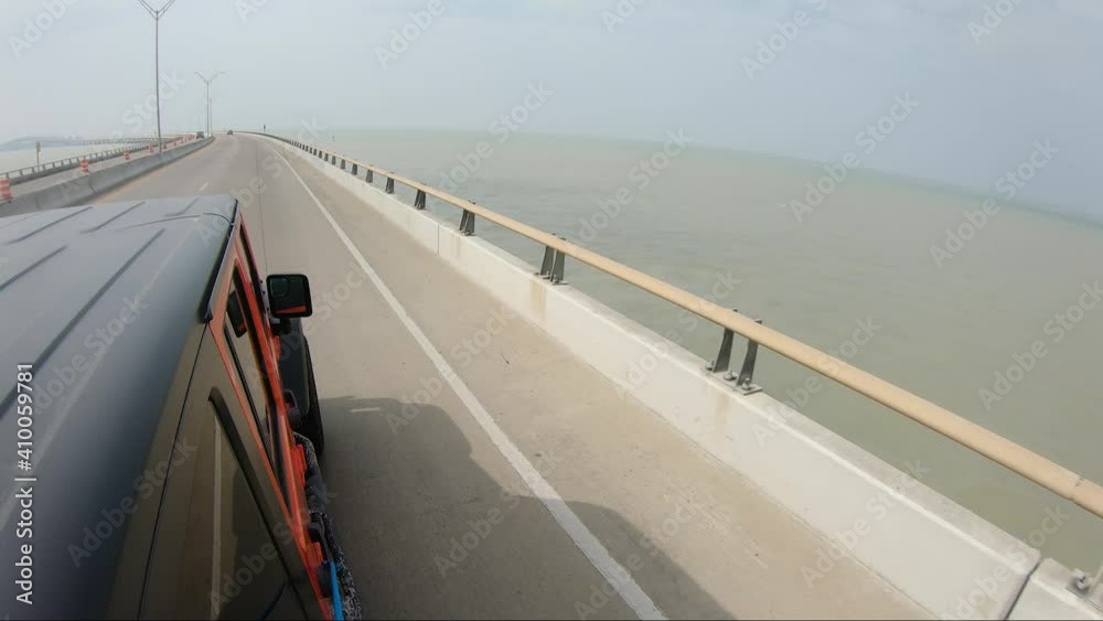 High POV Driving on Queen Isabella Causeway on between South Padre ...