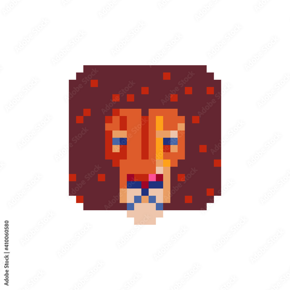 Lion head in the shape of a square pixel art icon. Element design for ...