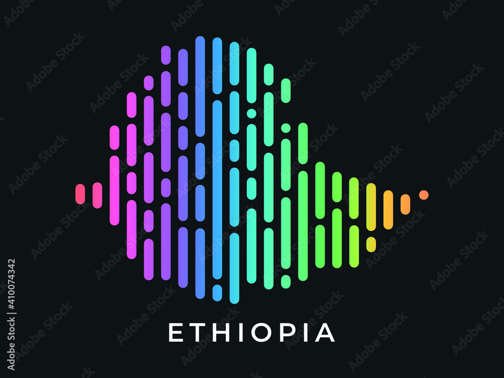 Digital modern colorful rounded lines Ethiopia map logo vector ...