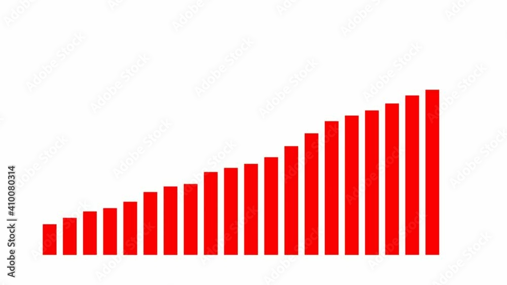 Animated financial red growth chart. Growth bar chart of economy ...